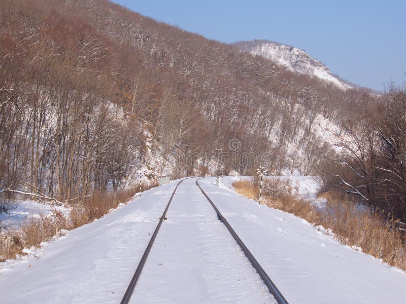Railway Track at a Mountain Slope Stock Photo - Image of wood, mountain ...