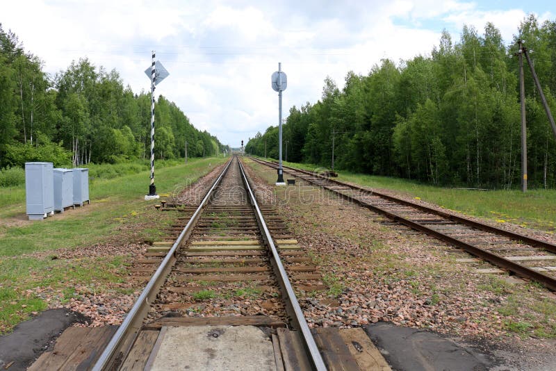 Railway Track - Road with Rail Track Guide. Editorial Stock Photo ...
