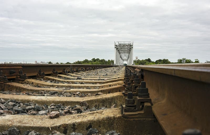 Railway Track of Single-track Railway and Railway Bridge Stock Photo ...