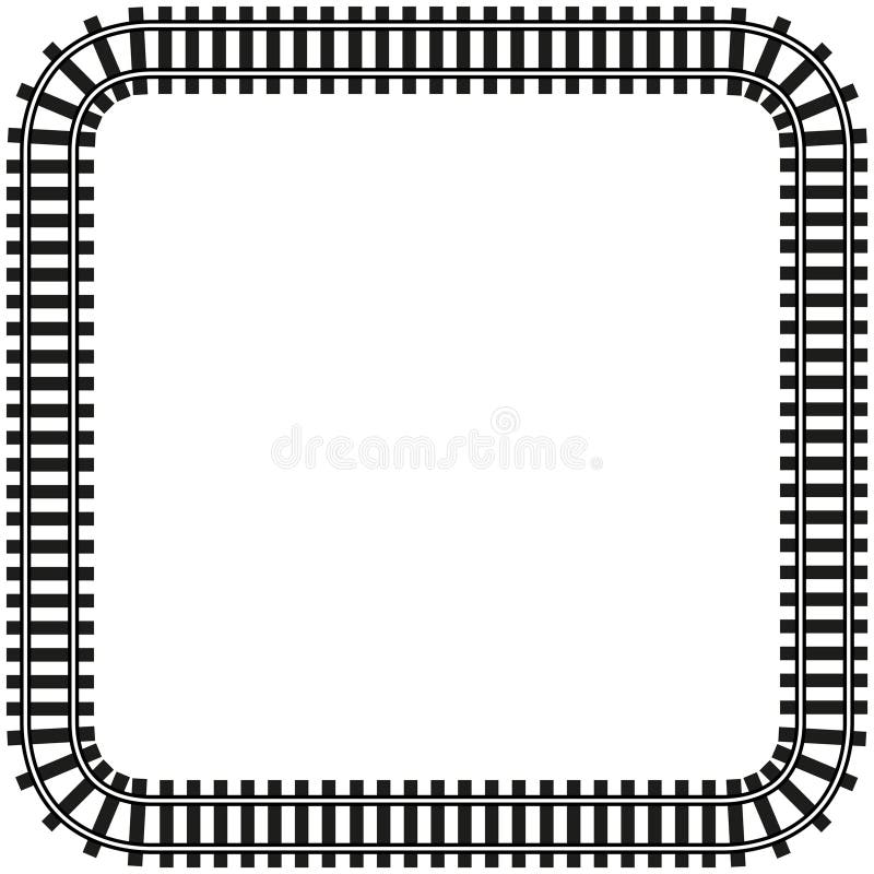 Railway Track in Square Shape. Black and White Vector Illustration ...