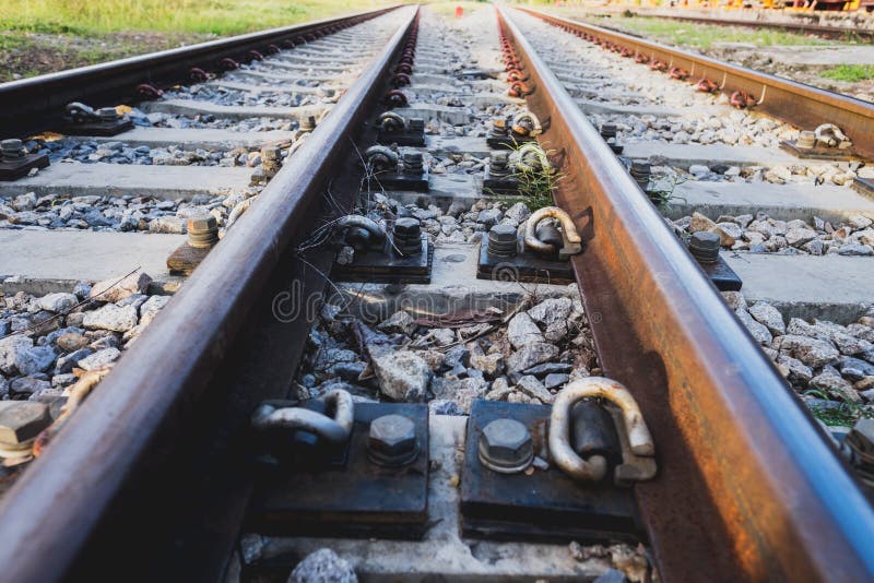 Railway Track on Steel Bridge -shallow Depth of Field. Rail Switch ...
