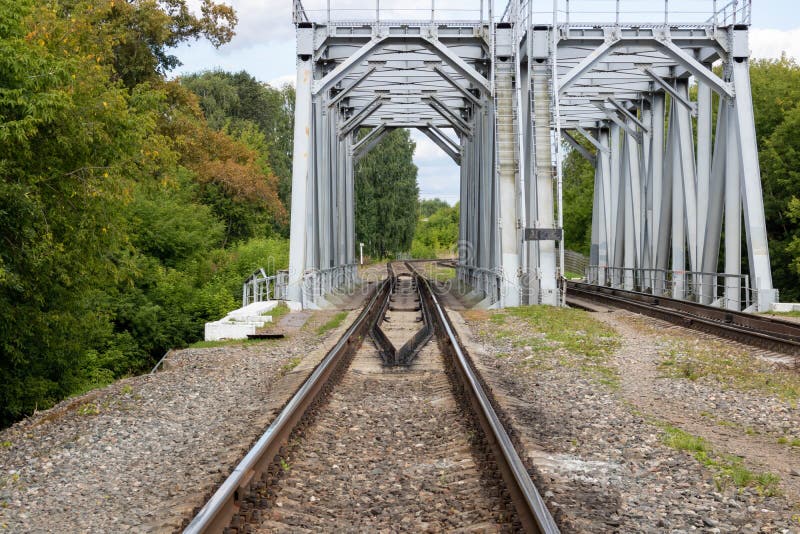 Railway Track on a Steel Bridge Structure in the Countryside Stock ...