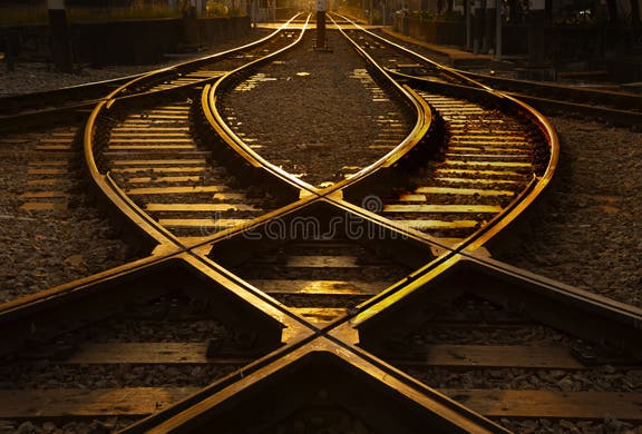 Railway Track with Switch and Interchange Stock Photo - Image of ...