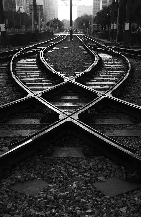 Railway Track with Switch and Interchange Stock Image - Image of track ...