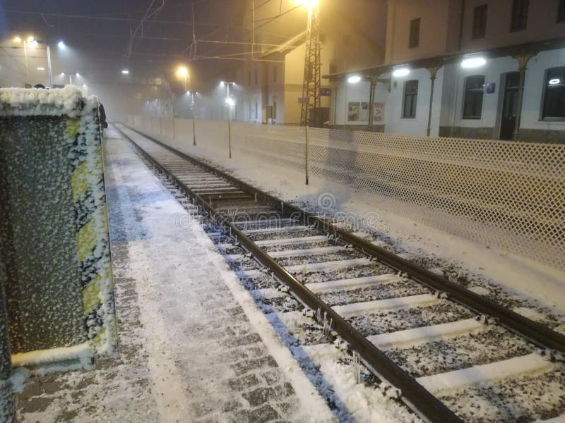 Railway Track, Track System Covered with Snow Stock Image - Image of ...