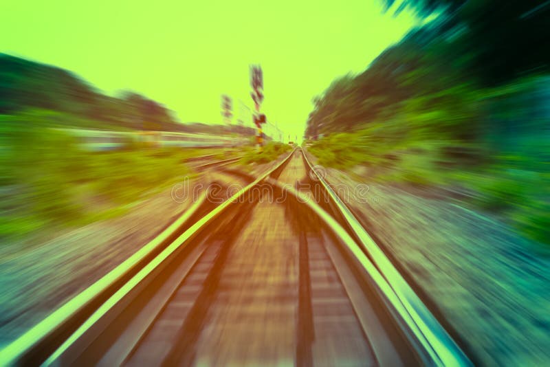 Railway Track, Train Fast Run on Railway Track Stock Image - Image of ...