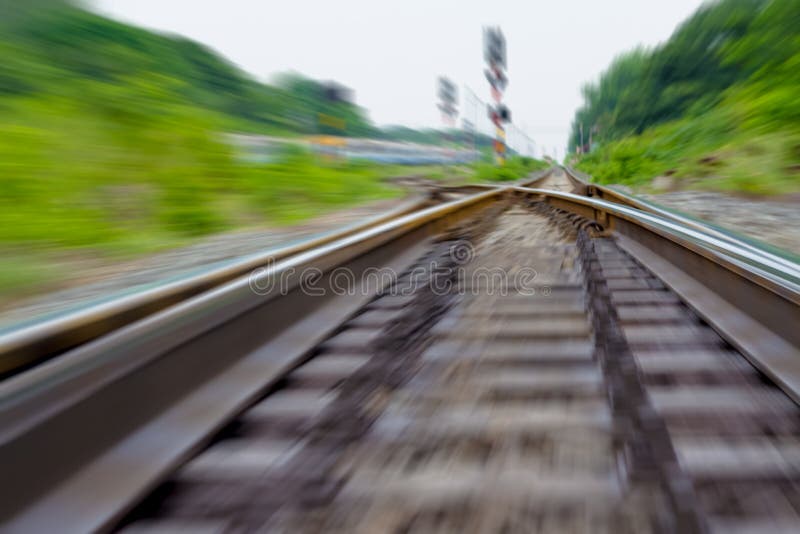Railway Track, Train Fast Run on Railway Track Stock Photo - Image of ...
