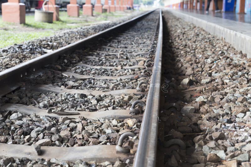 Railway Track at Train Station Stock Photo - Image of track ...