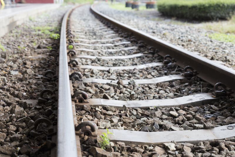 Railway Track at Train Station Stock Image - Image of industry, railway ...