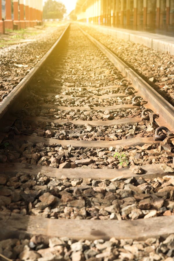 Railway Track at Train Station Stock Image - Image of steel, industry ...