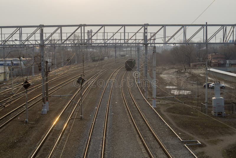Railway Track at Train Station Stock Image - Image of macro, rail: 79658399