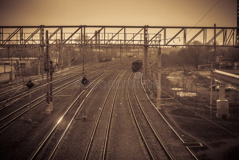 Railway Track at Train Station Stock Photo - Image of environment ...