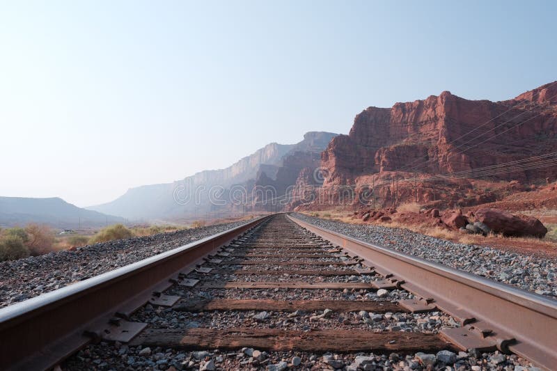 Railway Track Winding Its Way through the Rocky Terrain. Stock Image ...