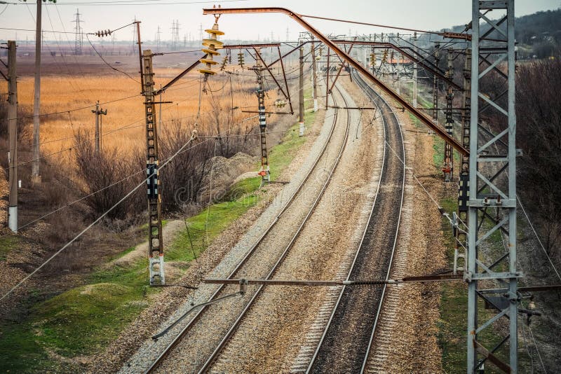 The Railway Tracks with Automatic Arrow Switch Stock Photo - Image of ...