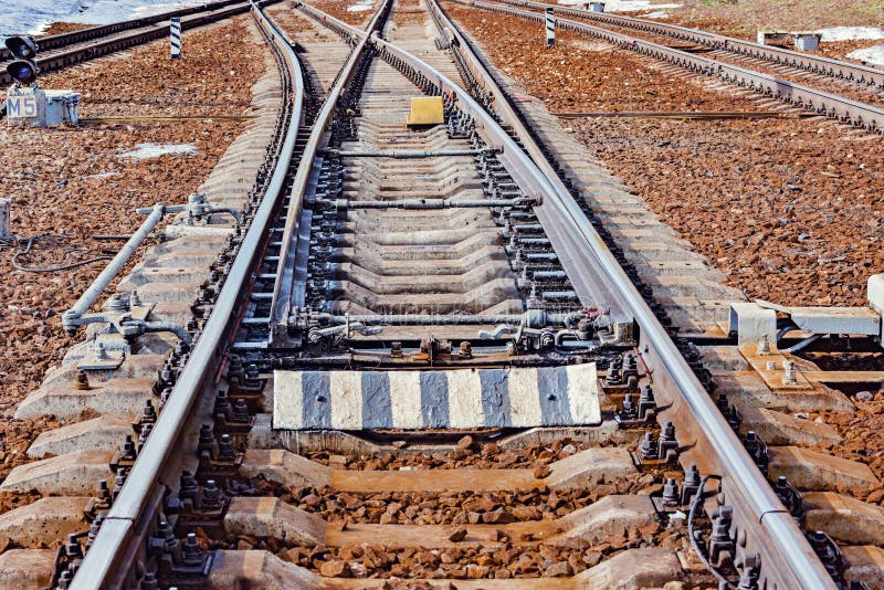 Railway Tracks on the Big Station. Stock Photo - Image of industry ...