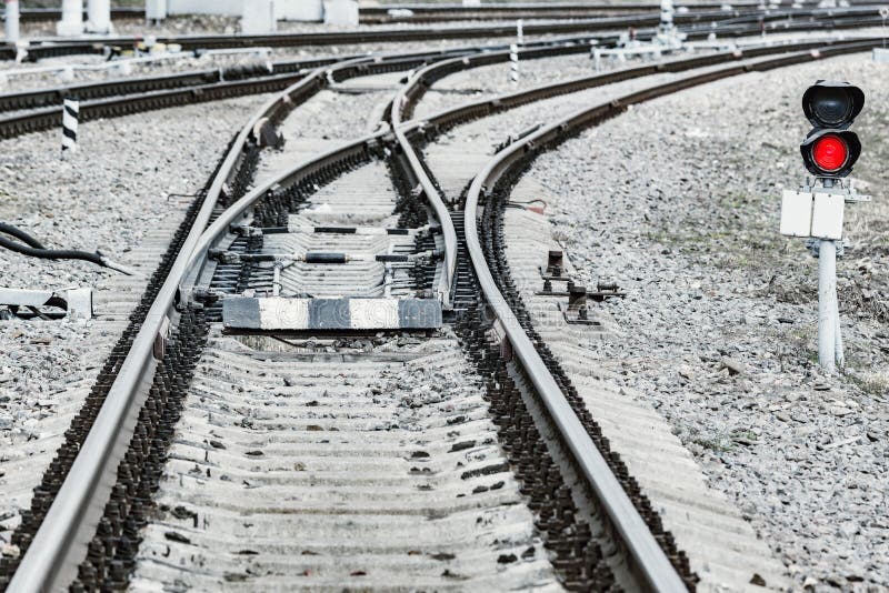 Railway Tracks on the Big Station. Stock Image - Image of steel ...