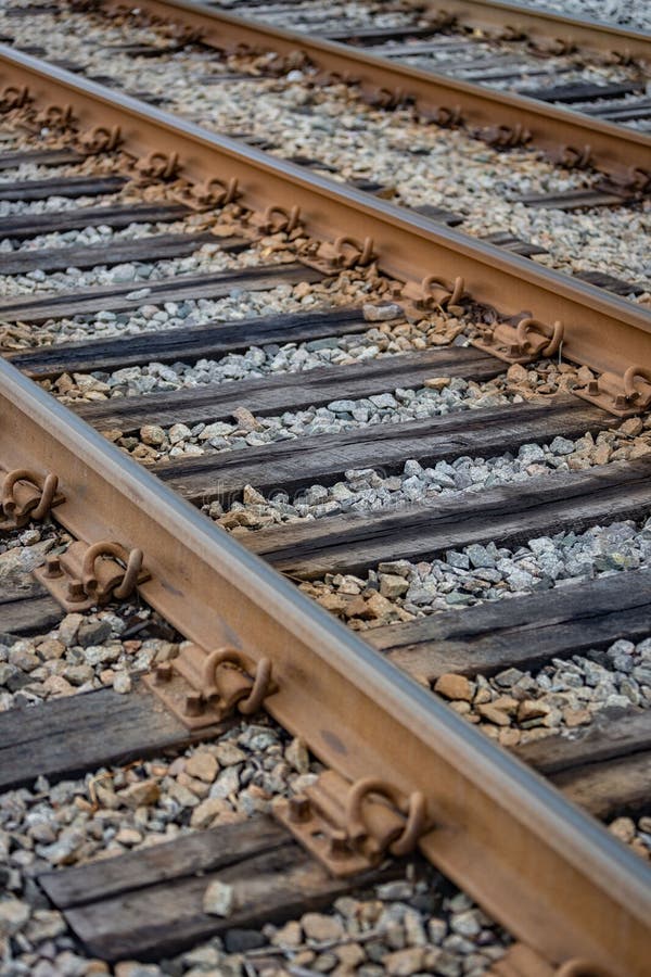 Railway Tracks with Crushed Stone. Stock Photo - Image of crushed ...