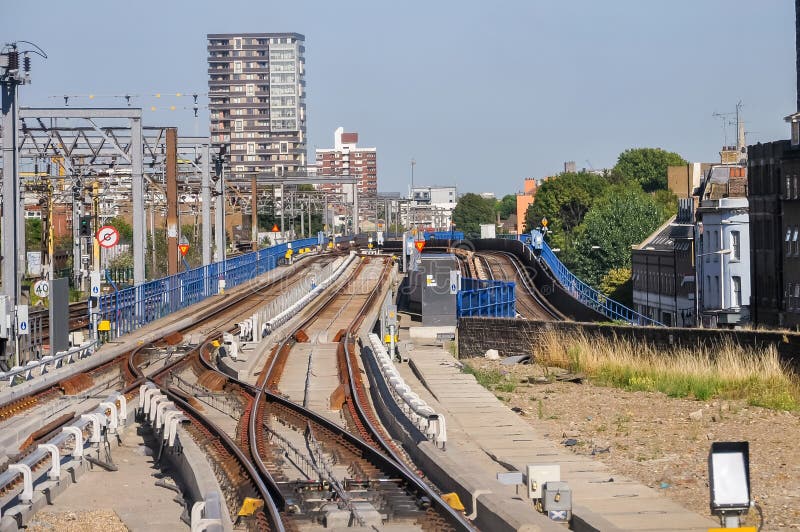 The Railway Tracks of Docklands Light Railway Stock Photo - Image of ...