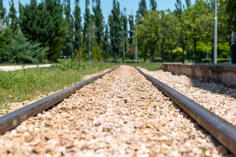 Railway Tracks in Front of the Railway Station on a Sunny Day at ...
