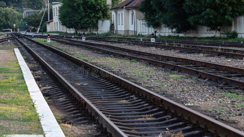 Railway Tracks in Front of the Train Stock Image - Image of path, front ...