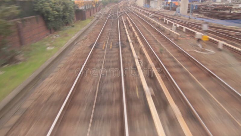 Railway Tracks in Forest, Side View. Action. Countryside Landscape and ...