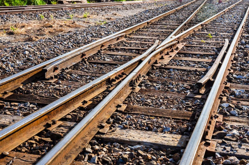 Railway Tracks at Intersections are Used To Switch Train Routes Stock ...