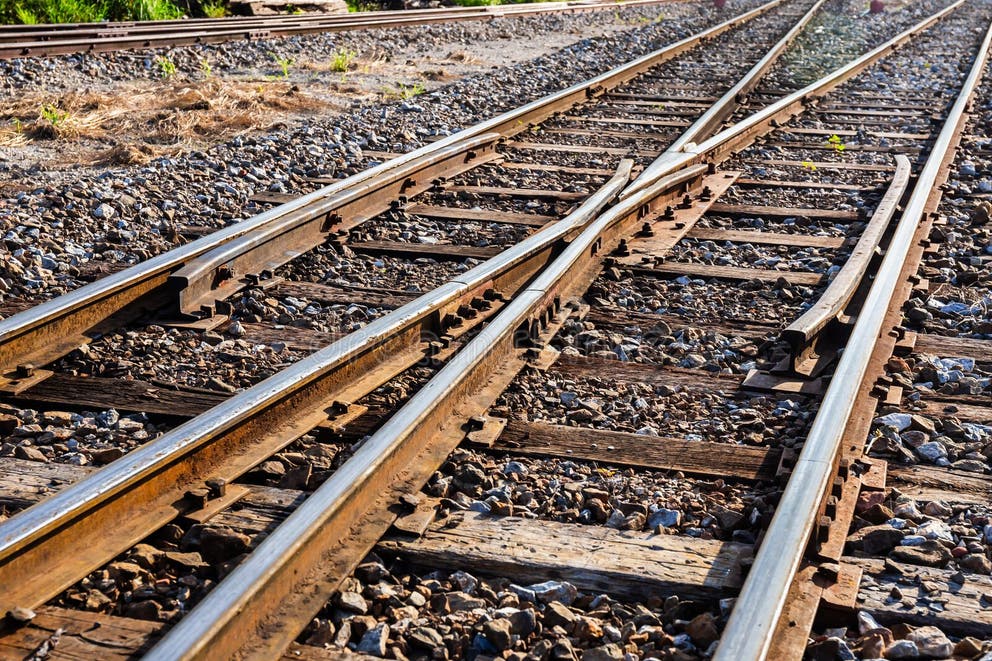 Railway Tracks at Intersections are Used To Switch Train Routes Stock ...