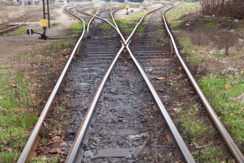 Railway Tracks Leading To Different Ways Stock Photo - Image of metal ...