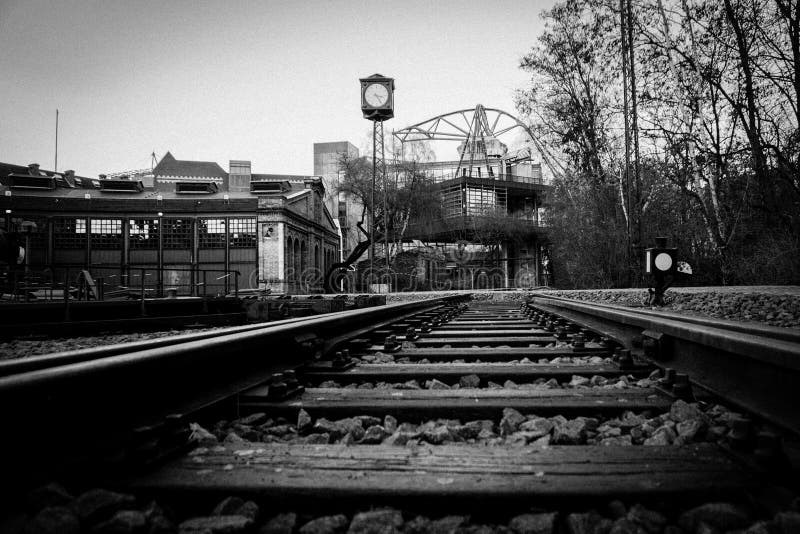 Railway tracks stock image. Image of chimney, angle, tracks - 91778249