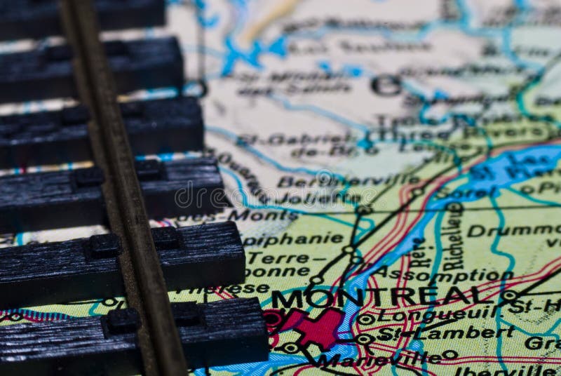 Railway Tracks on Montreal Map Stock Photo - Image of railroad, track ...