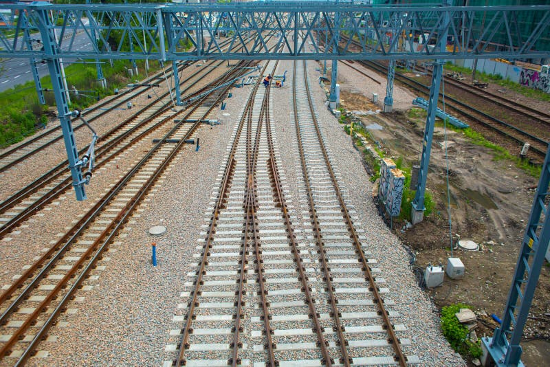 Railway Tracks Near the Junction Stock Image - Image of railroad ...
