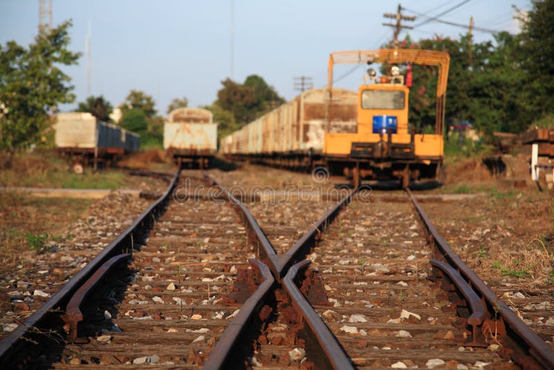 Railway Tracks with Old Cargo Container Stock Photo - Image of ...