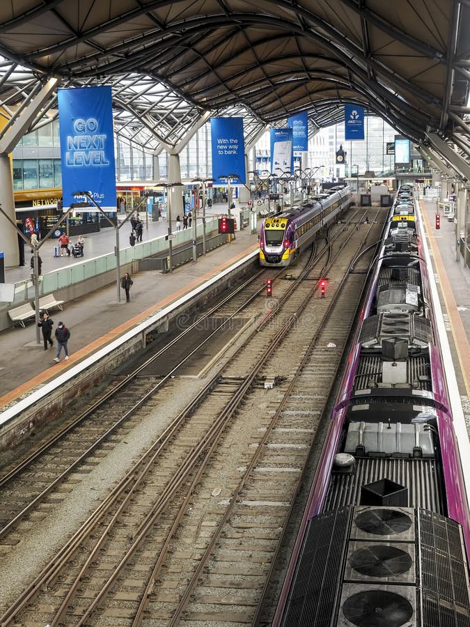 Railway Tracks and Platforms Viewed from Elevated Vantage Point ...