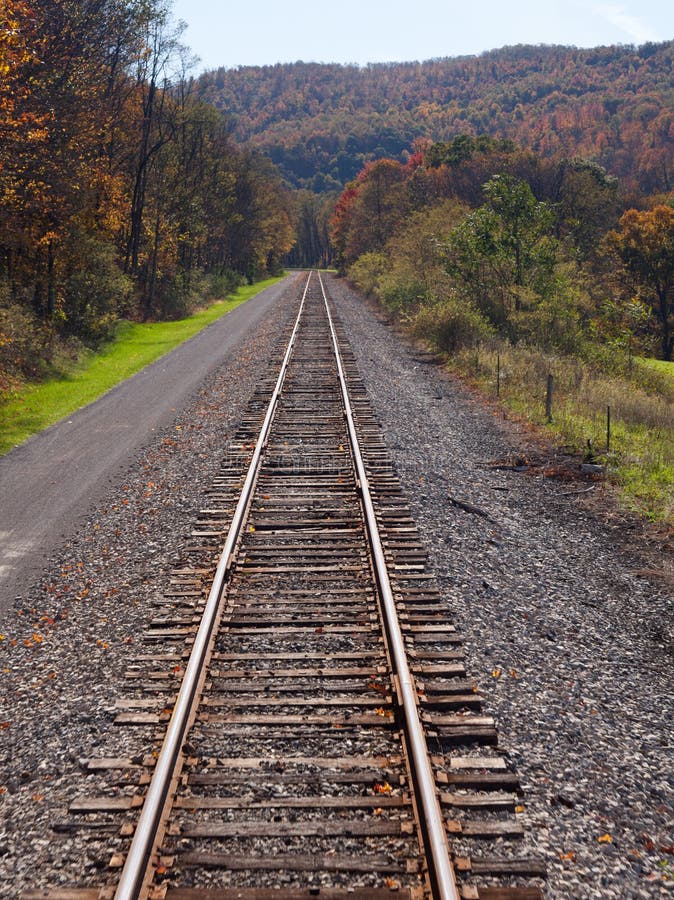 Railway Tracks Recede into Distance Stock Image - Image of scenery ...