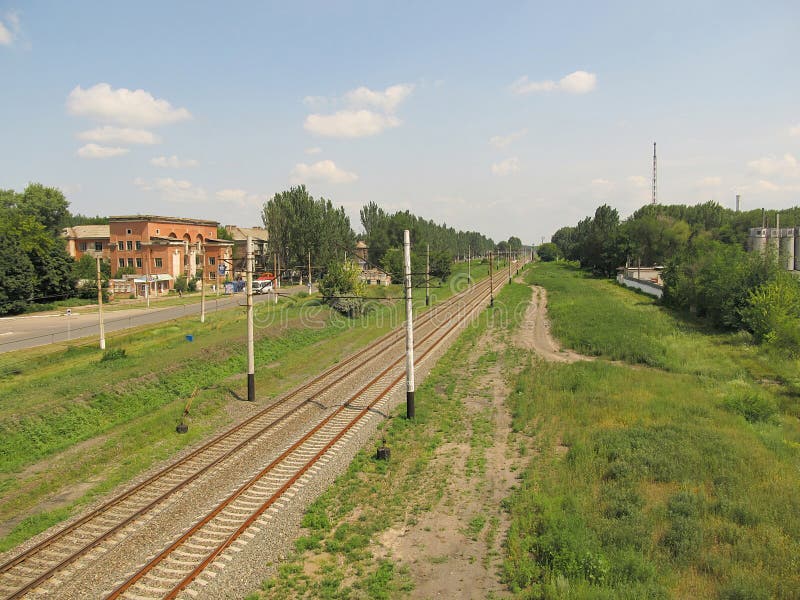 Railway Tracks Run Parallel, Possibly for Separate Trains, Surrounded ...