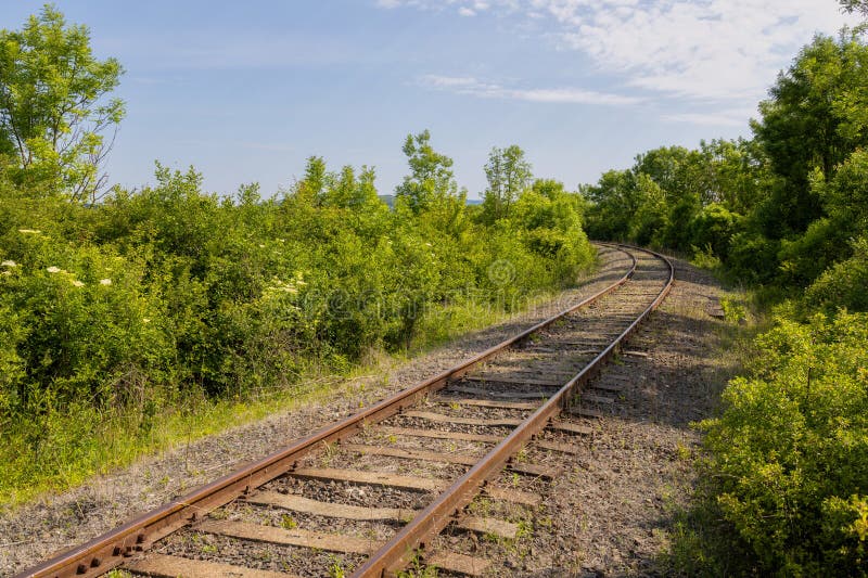 Railway Tracks in a Rural Scene Stock Photo - Image of twilight ...