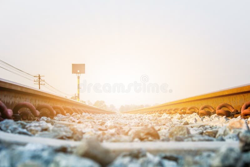 The Railway Tracks in a Rural Scene Stock Image - Image of sunrise ...