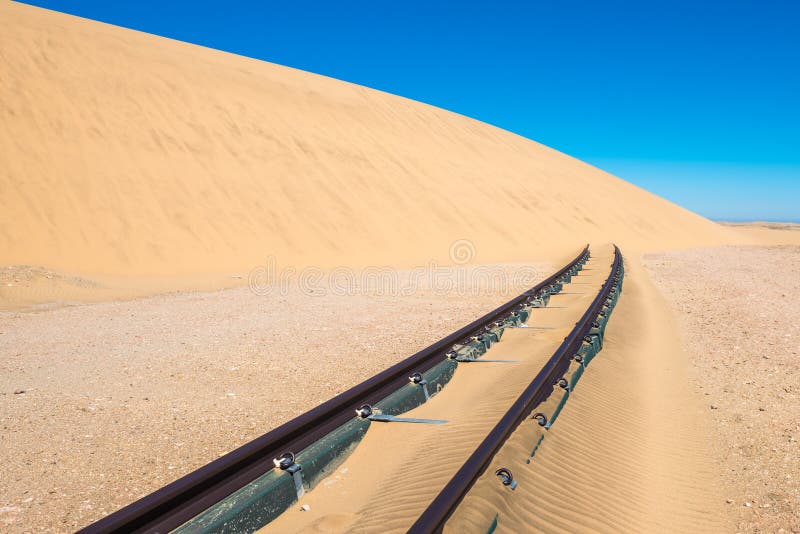 Railway Tracks after Sand Storm, Namibia Stock Photo - Image of line ...