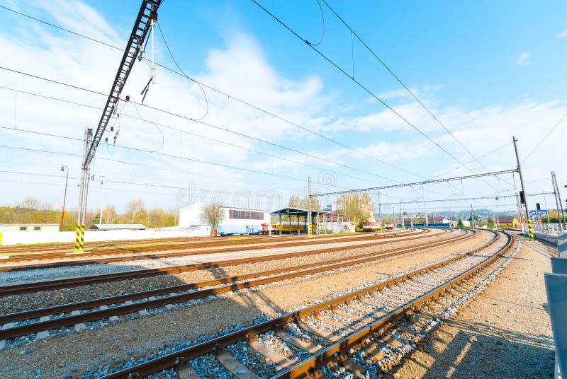 Electrified Two-track Railway Line Editorial Image - Image of semaphor ...