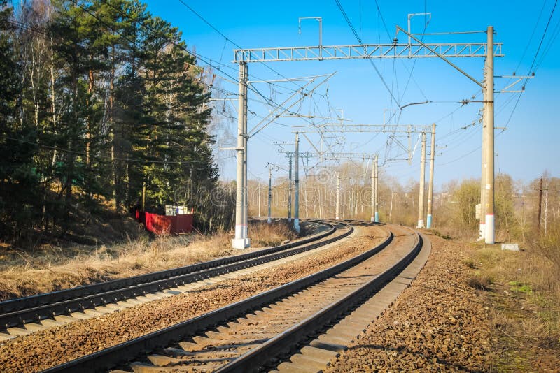 Railway Tracks with a Sharp Turn Stock Image - Image of countryside ...