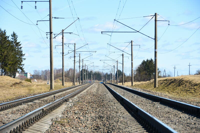 Railway Tracks in the Spring Stock Image - Image of industry ...