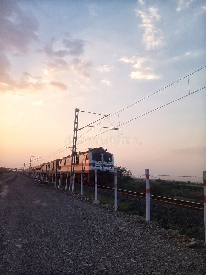 Railway Tracks at Sunset Amazing Click Stock Image - Image of bridge ...