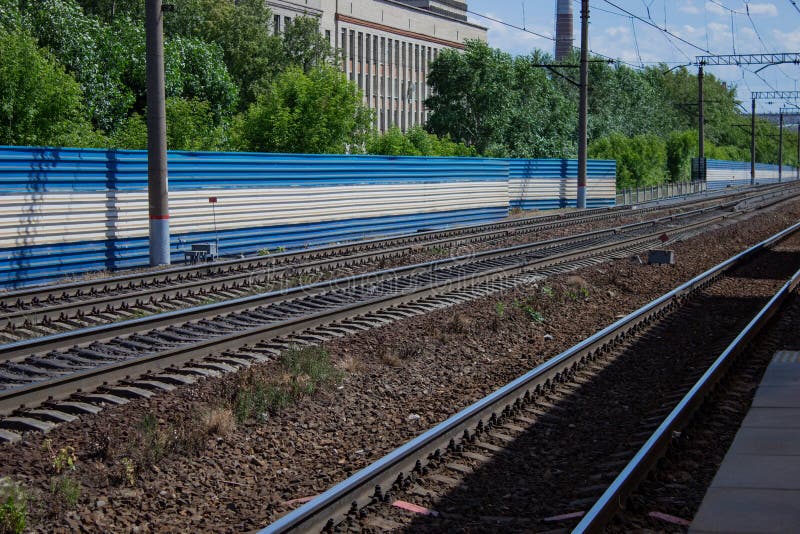 Railway Tracks and Switch Near Train Station. Stock Image - Image of ...