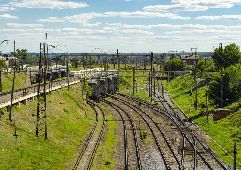 Railway Tracks with Switches and Interchanges with Railway Bridges ...