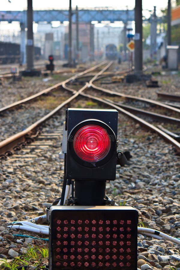 Railway and traffic light stock photo. Image of wood - 29440656