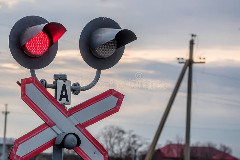Railway traffic light stock image. Image of horn, blue - 84294477