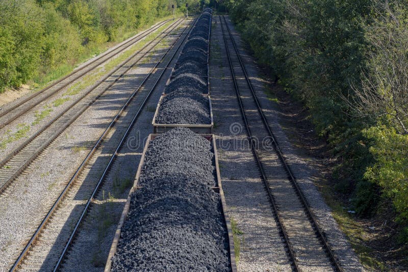Railway Train Loaded with Coal Stock Photo - Image of fossil, dark ...
