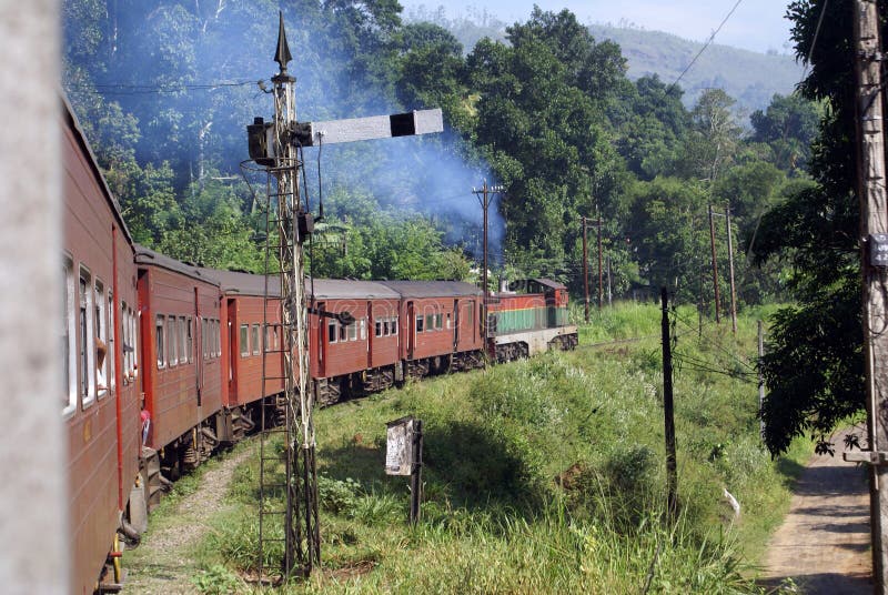 Railway, train and semafor stock photo. Image of single - 2991044