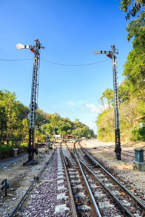 Railway in train station stock photo. Image of steel - 48834828