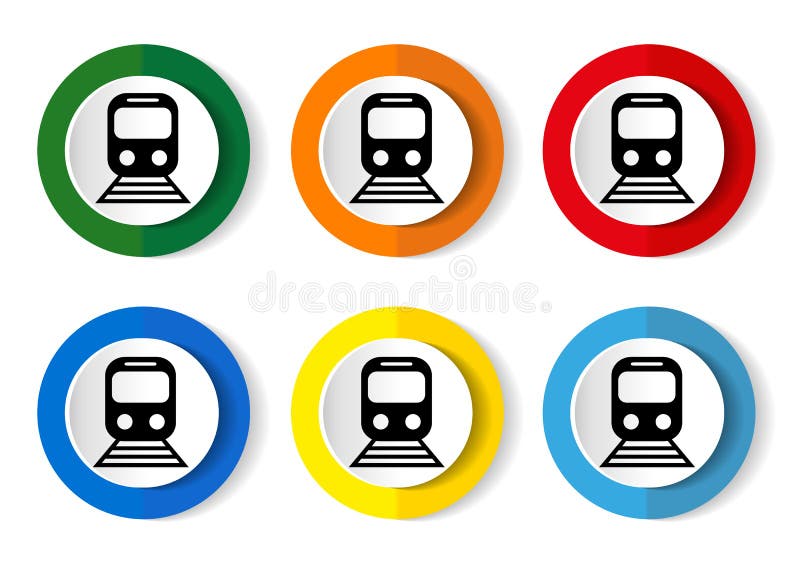 Railway, Train, Subway, Transportation Icon Set, Flat Design Vector ...